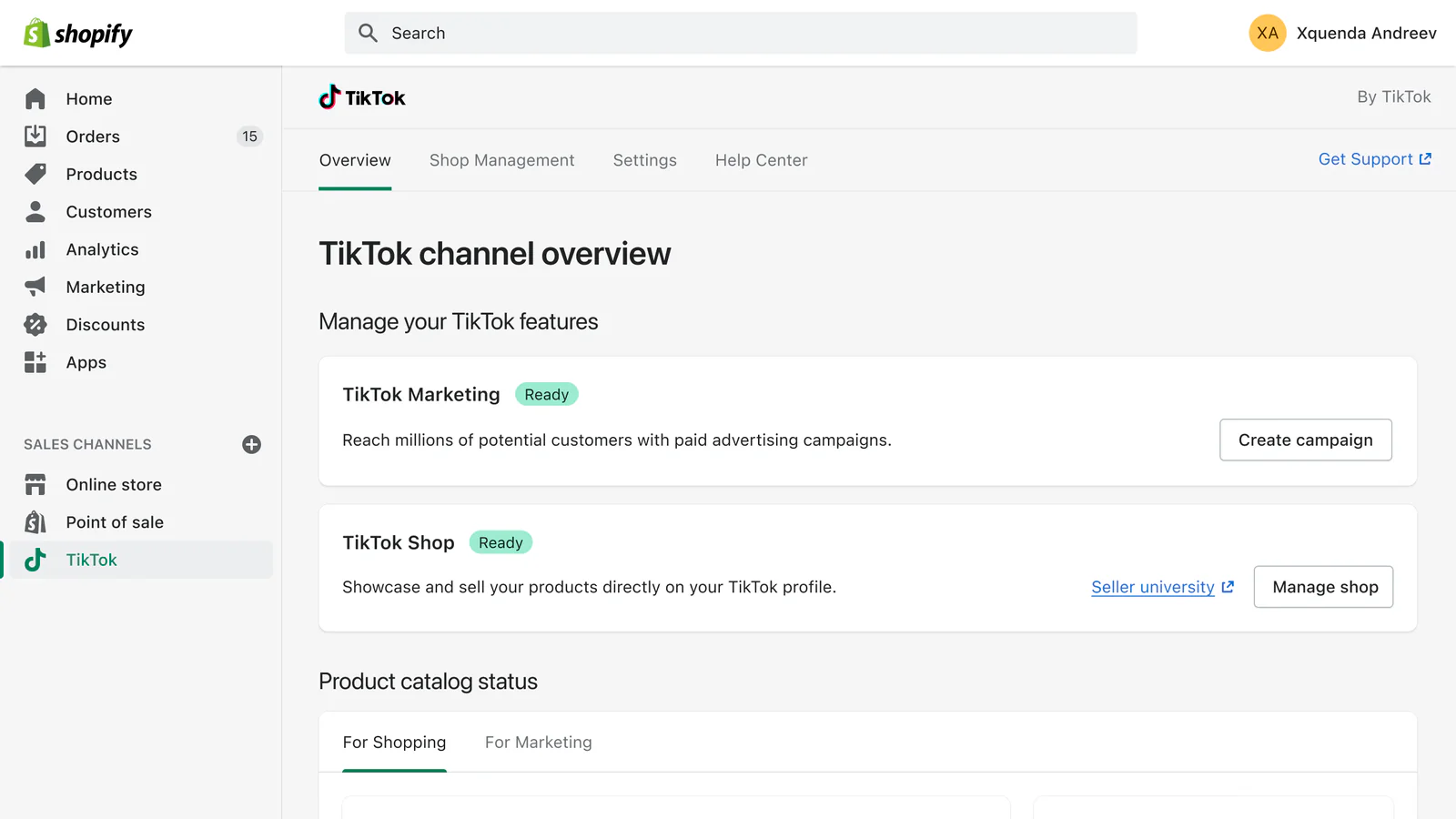 Shopify - TikTok App Center